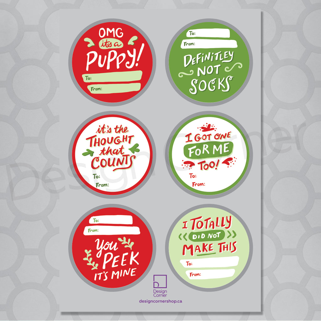 Funny Real Tags gift tags vinyl sticker sheet - RED SET – Design Corner ...