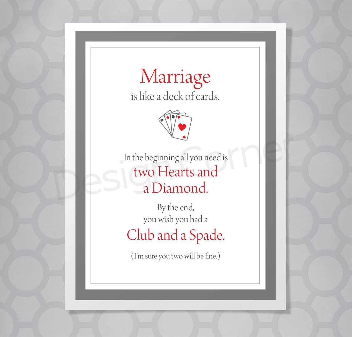 Marriage is like a Deck of Cards Wedding Card – Design Corner Online