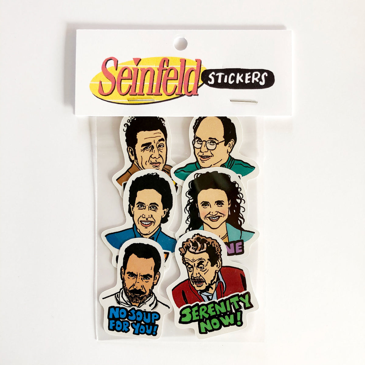 Seinfeld characters Die Cut Stickers 6 Pack – Design Corner Online